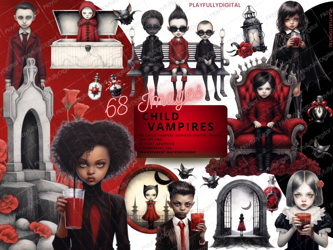 Child Vampire Clipart, Halloween Clipart, Gothic Clip Art, Horror ...