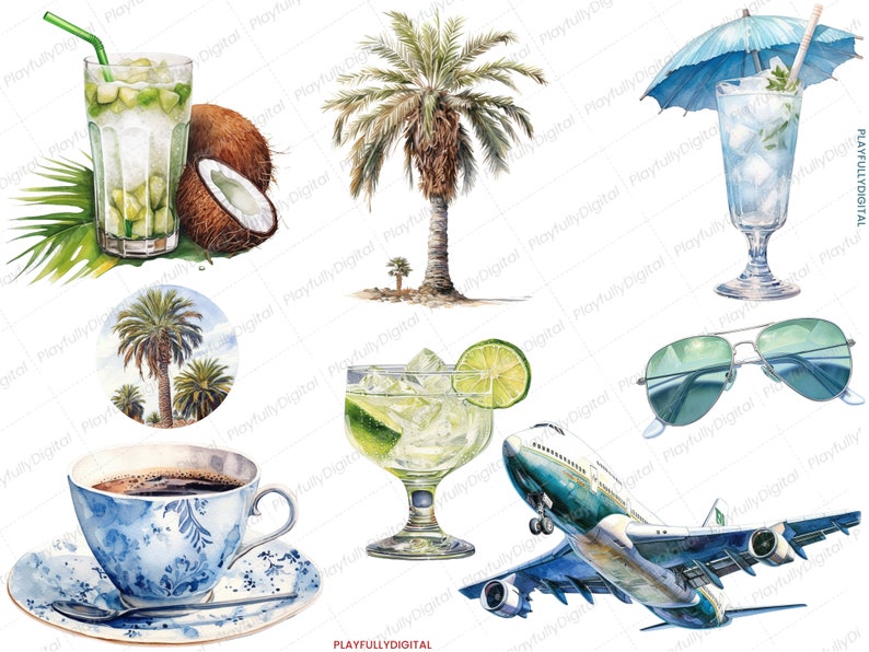 Watercolor Vacation Clipart, Girls Trip,travel,vacation, Commercial Use ...