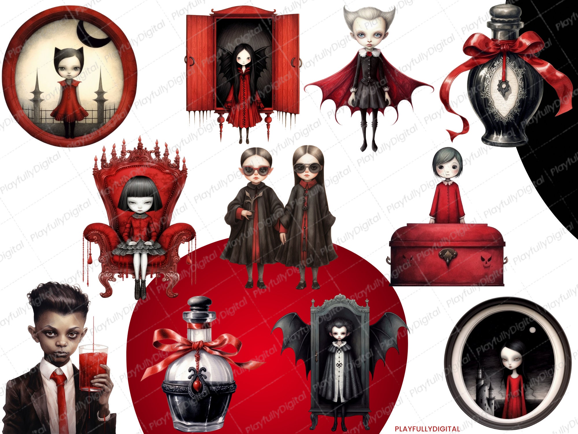 Child Vampire Clipart, Halloween Clipart, Gothic Clip Art, Horror ...