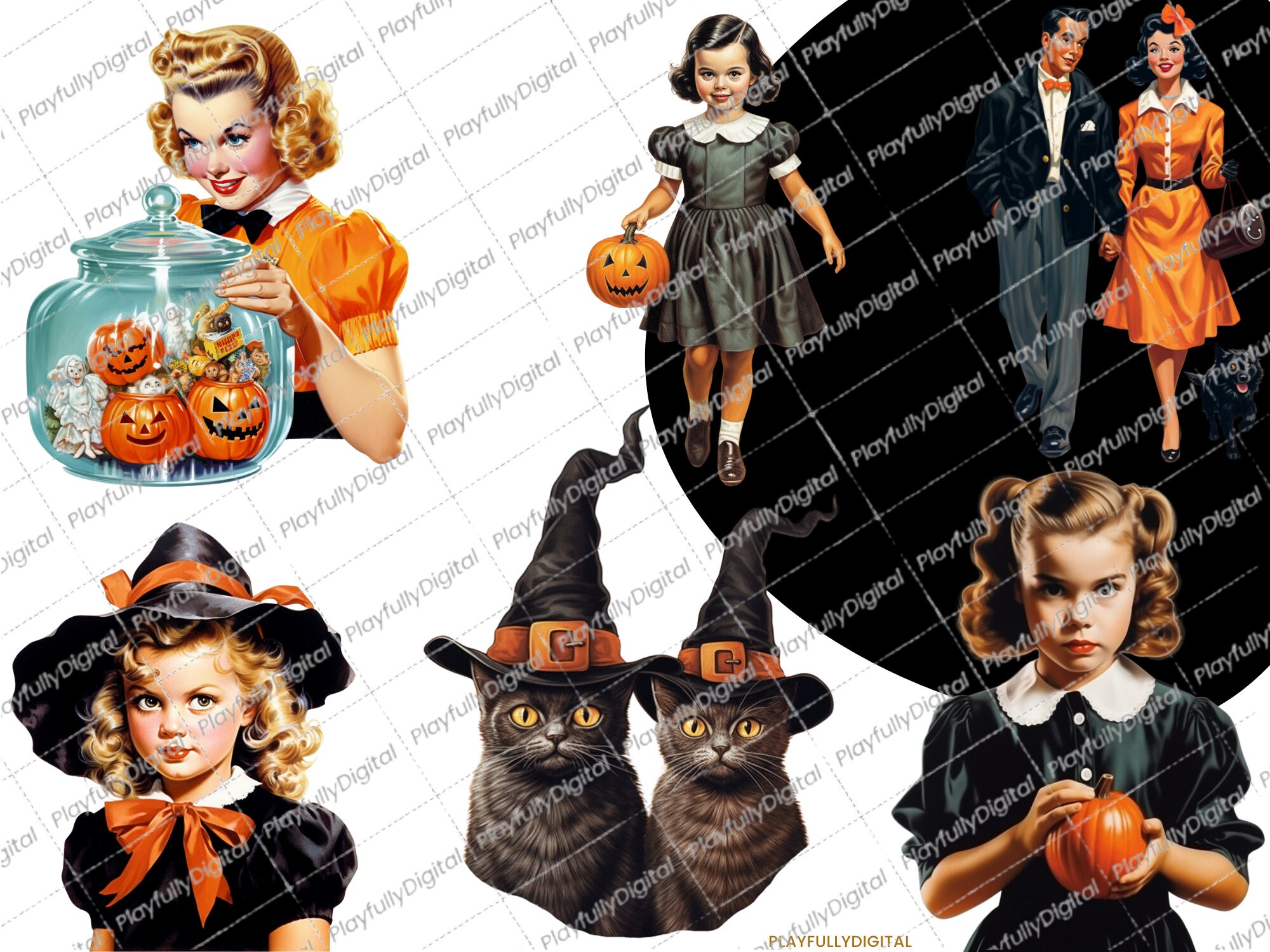 1950s Halloween Clipart, Halloween Commercial Clip Art, Retro Clipart ...