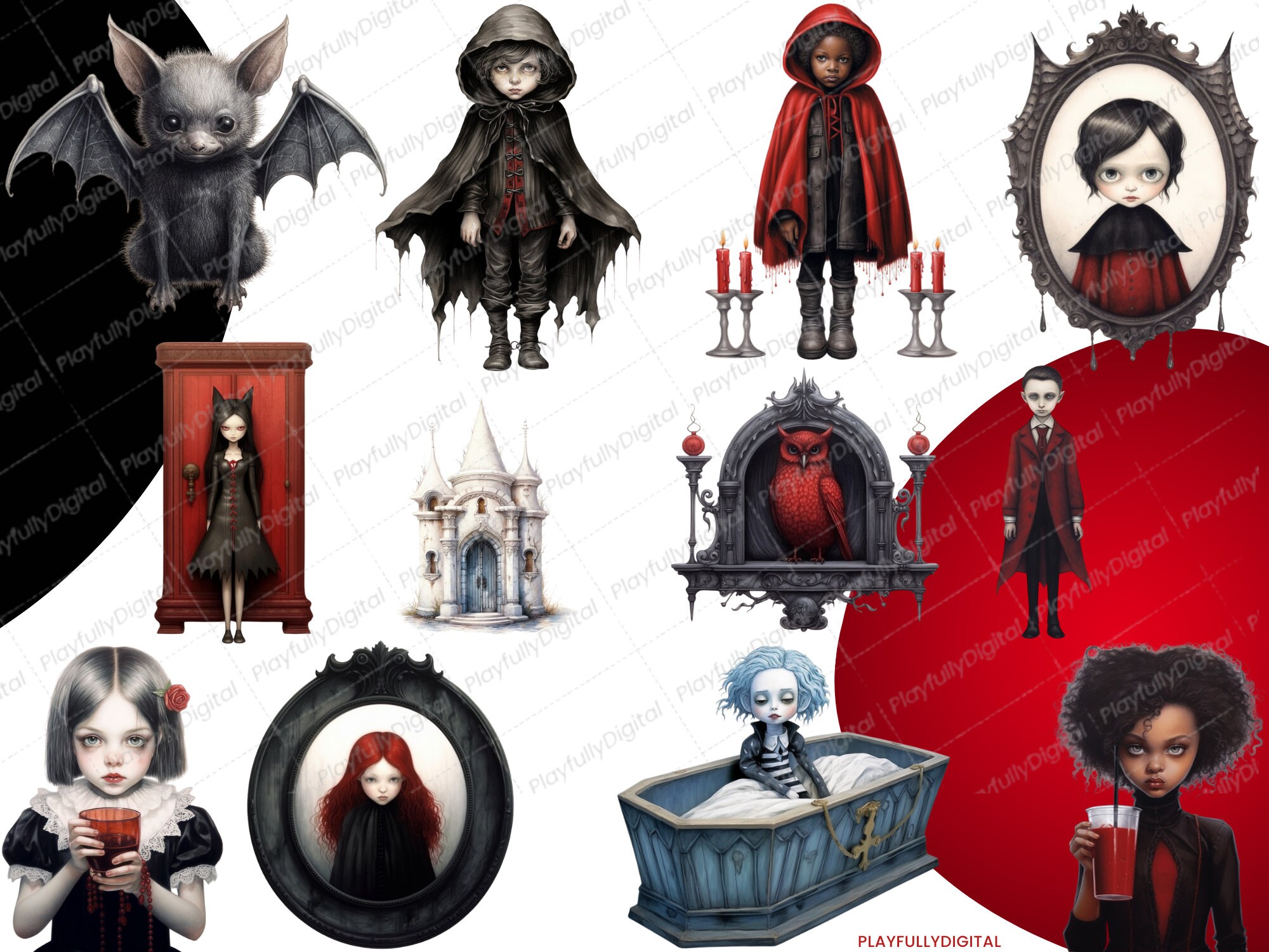 Child Vampire Clipart, Halloween Clipart, Gothic Clip Art, Horror ...