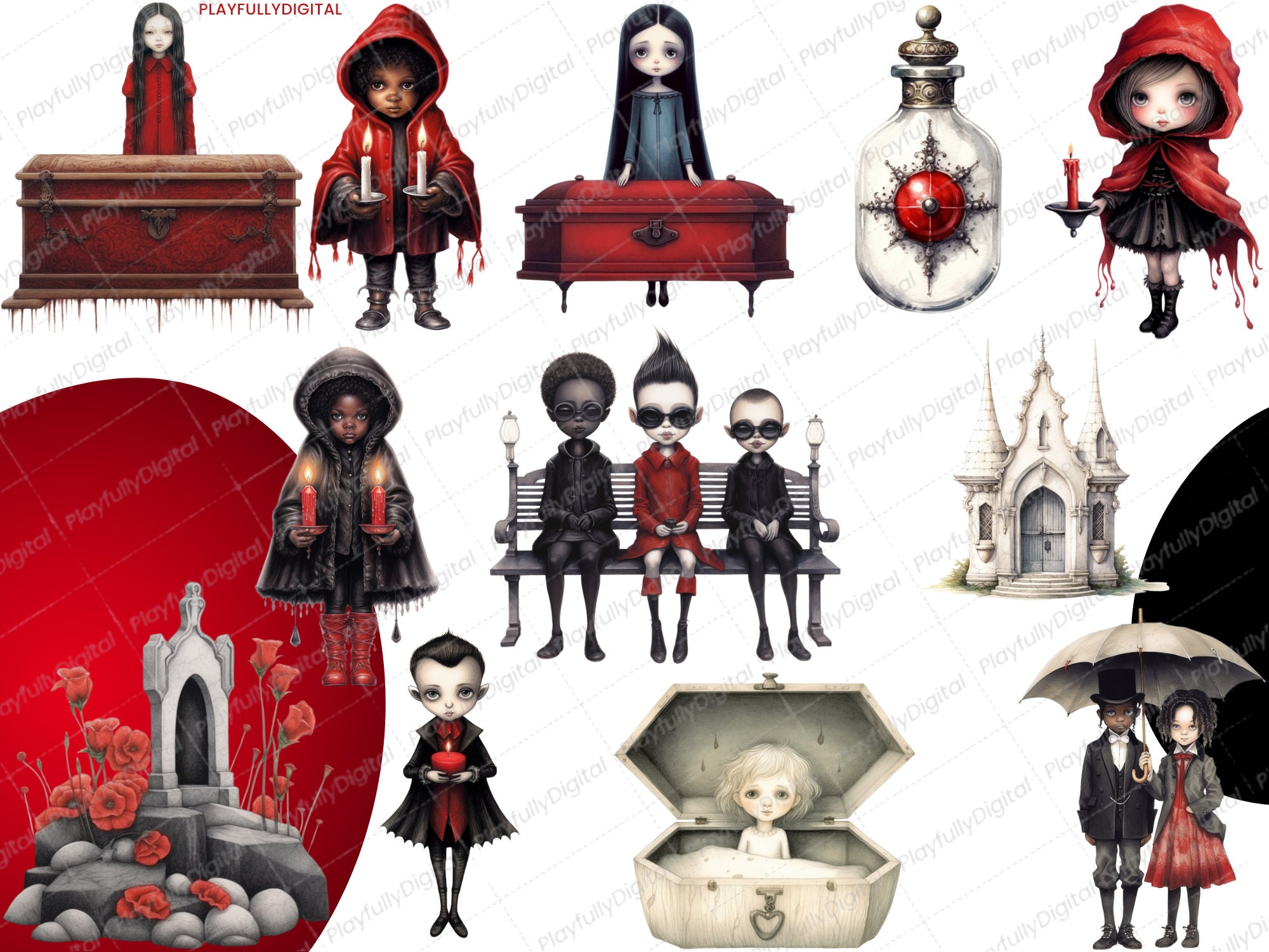 Child Vampire Clipart, Halloween Clipart, Gothic Clip Art, Horror ...