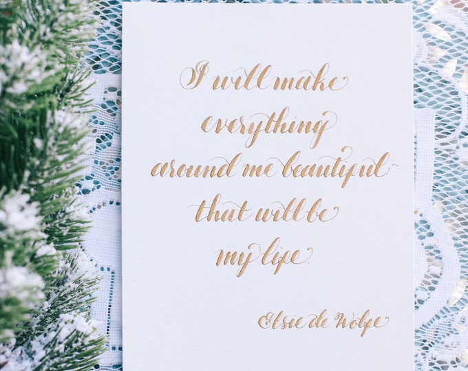 Handwritten Calligraphy . Elsie De Wolfe Quote . Feminine Home Decor ...