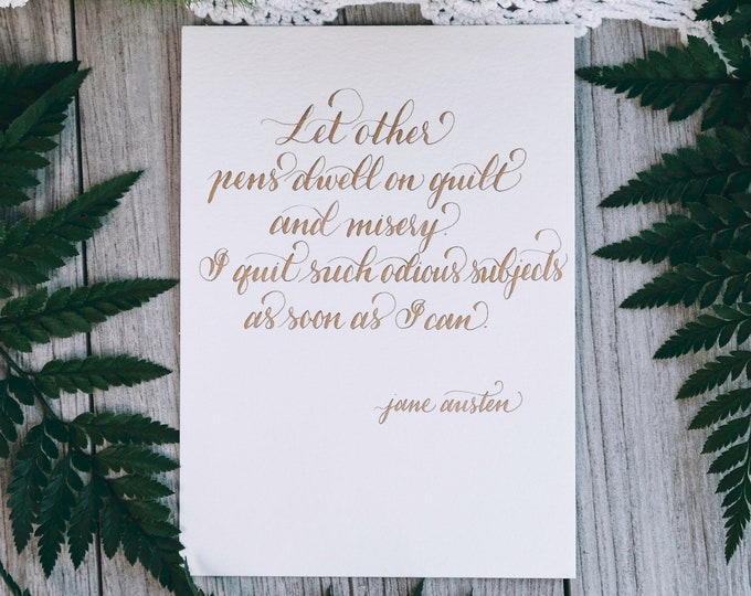 Jane Austen Quote Calligraphy Quote 5x7 Jane Austen Sign Motivational ...
