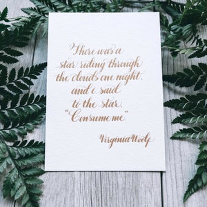 Original Handwritten Calligraphy Quote Virginia Woolf Quote Gold ...