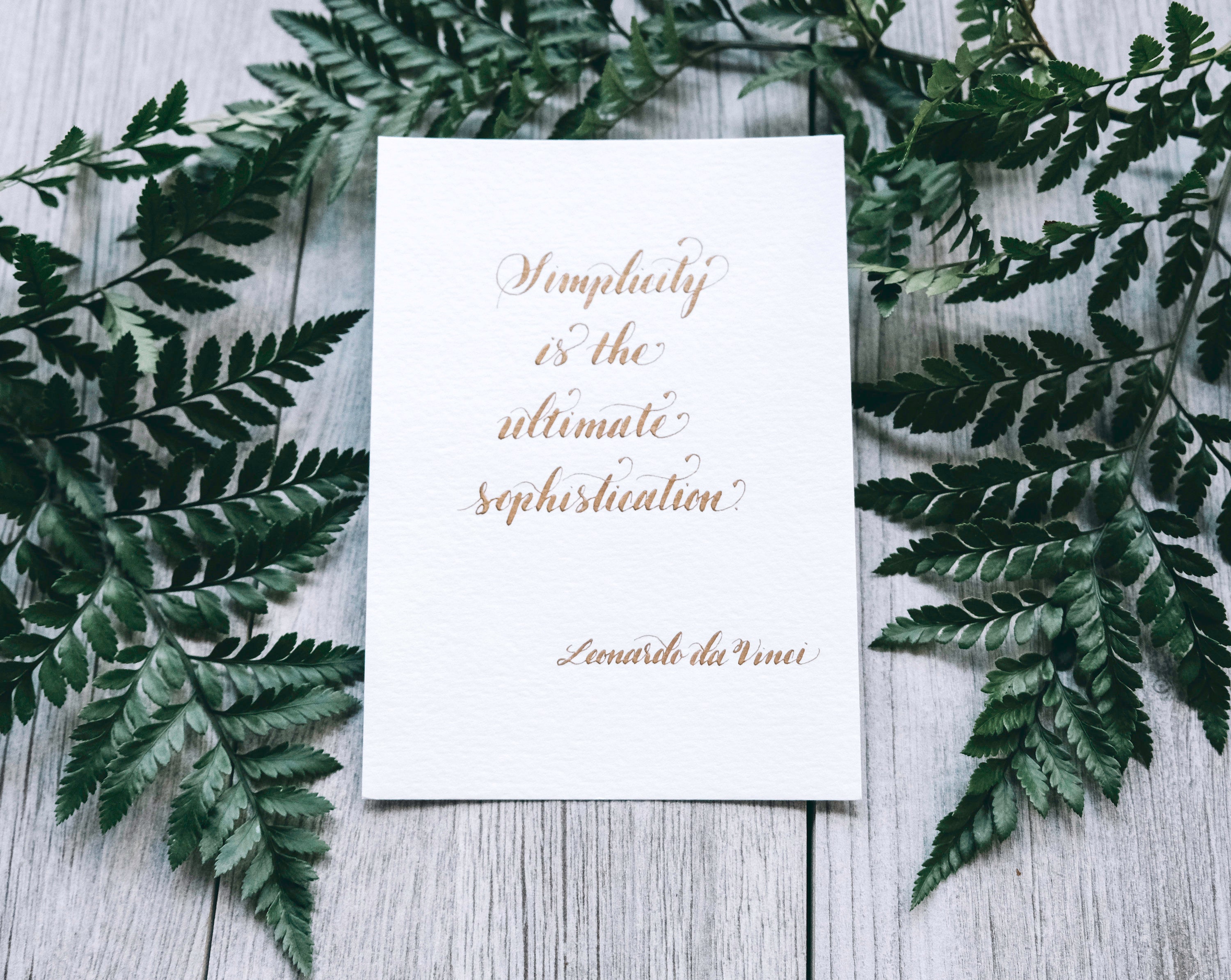 Gold Calligraphy Leonardo Da Vinci Quote Art Print, Minimalist Gift - Etsy