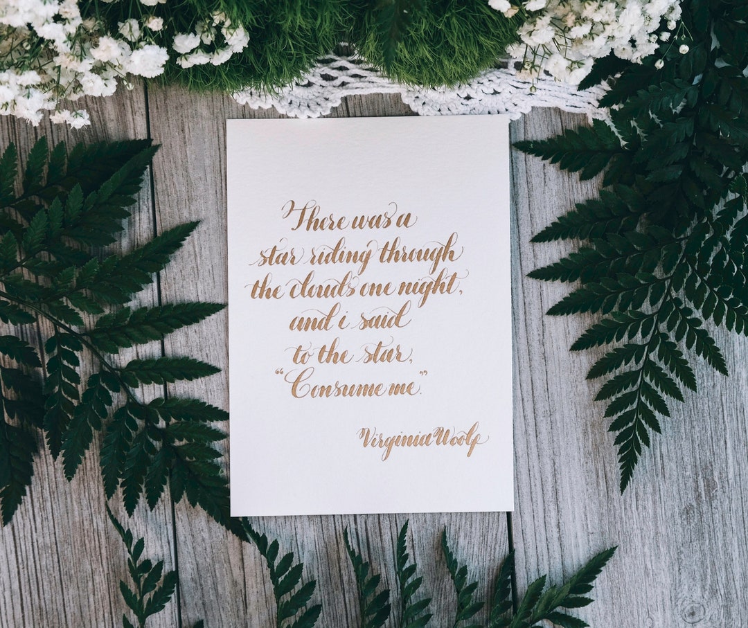 Original Handwritten Calligraphy Quote Virginia Woolf Quote Gold ...