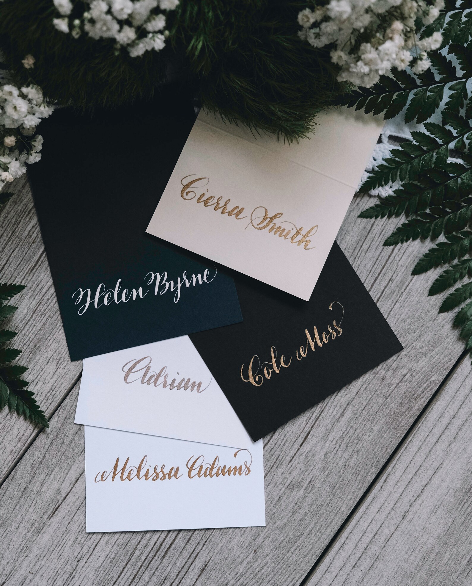 Calligraphy Place Cards Handwritten Elegant Folding Place Card | Etsy