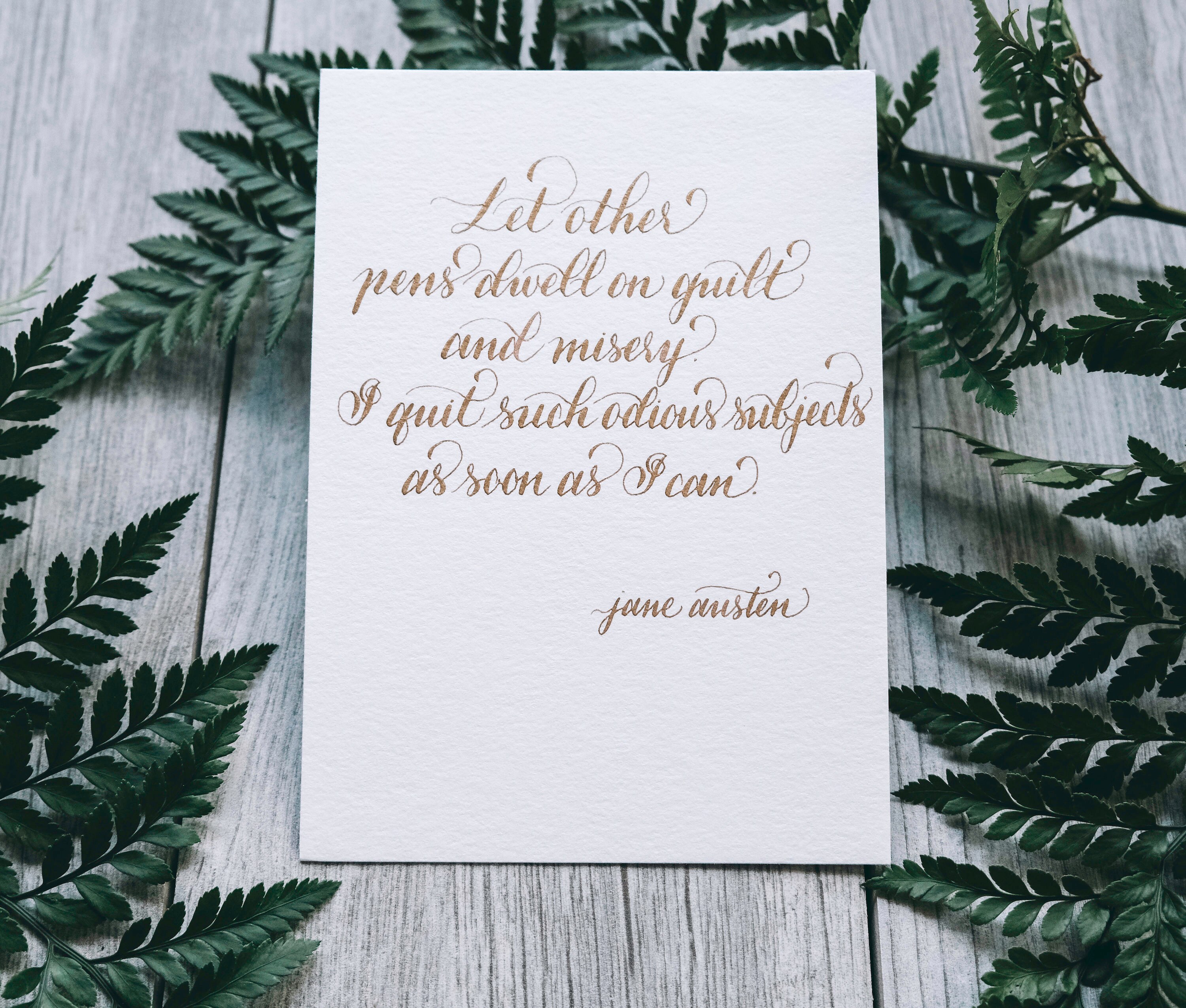 Jane Austen Quote Calligraphy Quote 5x7 Jane Austen Sign - Etsy