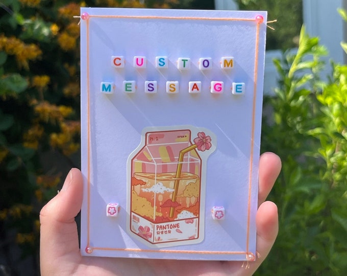 Custom 3D Letter Bead Card, Personalized Beaded Card, Acrylic Bead ...