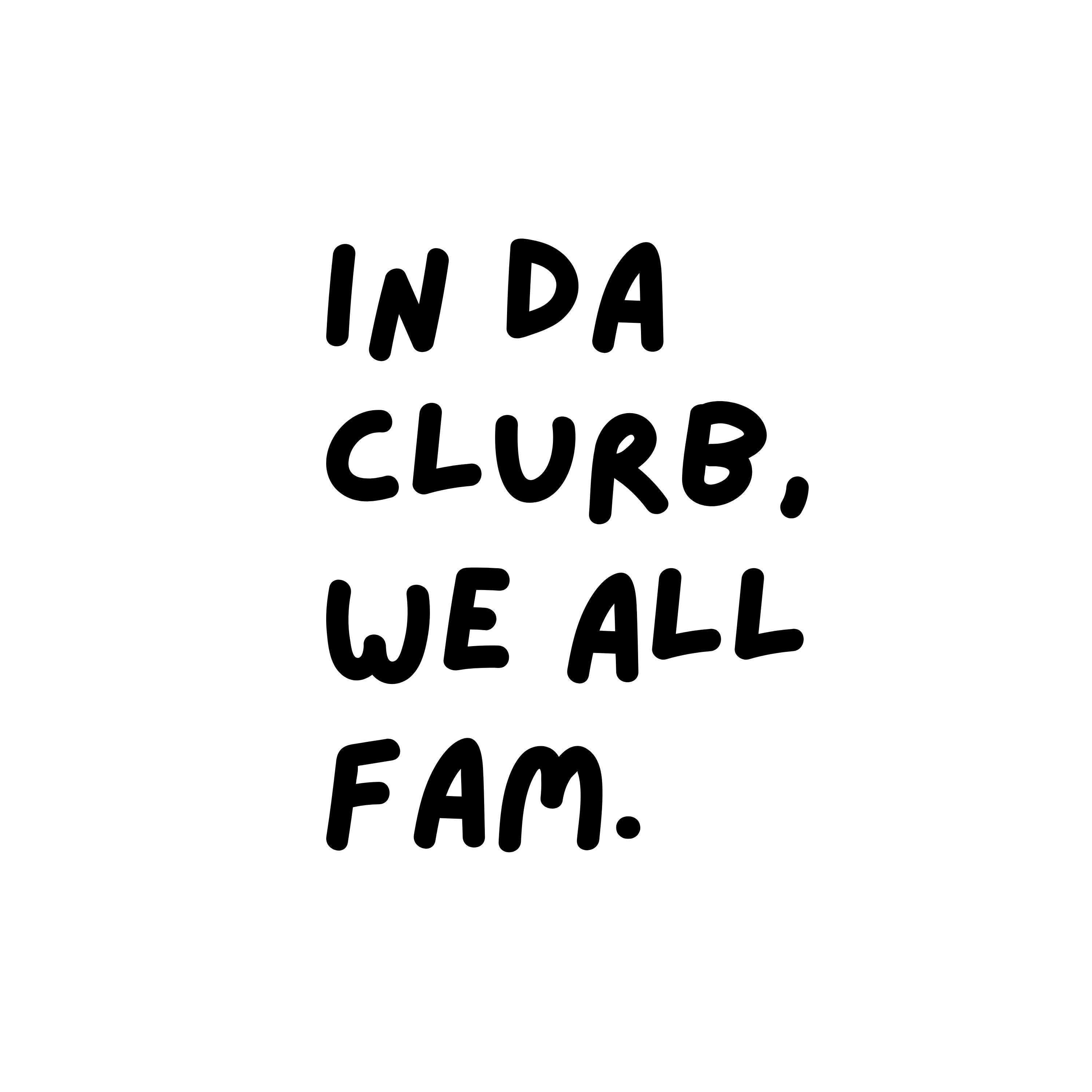 In Da Clurb, We All Fam. - Minimal SVG and PNG Cut Files Quote ...