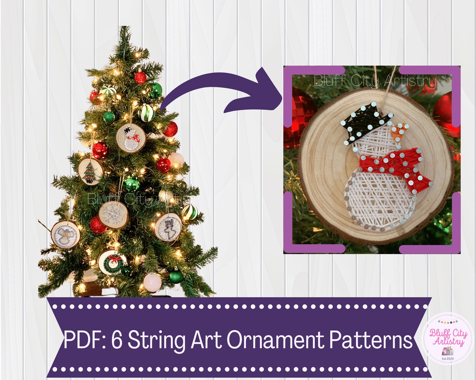 Christmas Ornament String Art TEMPLATES & Directions DIY - Etsy