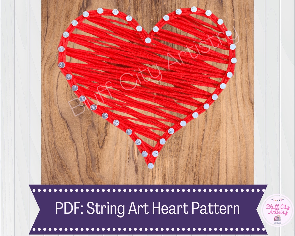 Heart String Art Template & Directions DIY Project - Etsy