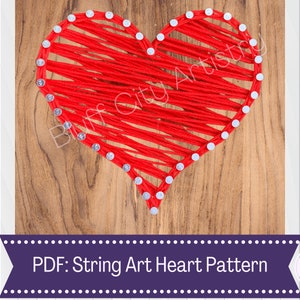 Heart String Art Template & Directions | DIY | Project | Handmade Gift ...