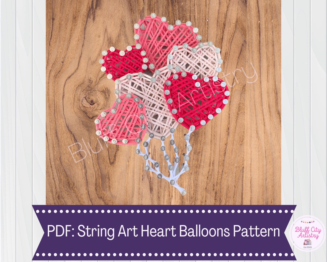 Heart Balloons String Art Template & Directions | DIY | Project ...