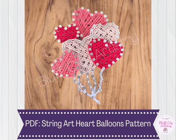 Heart Balloons String Art Template & Directions DIY | Etsy