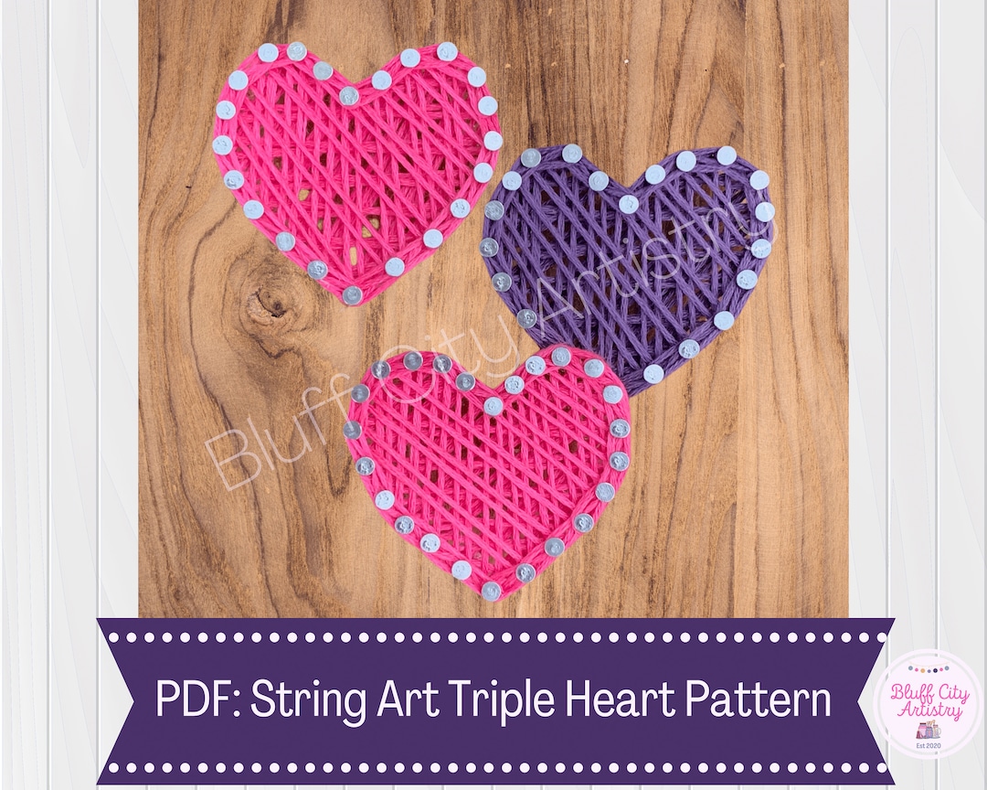 Triple Heart String Art Template & Directions | DIY Project | Handmade ...