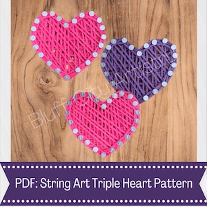 Triple Heart String Art Template & Directions | DIY Project | Handmade ...