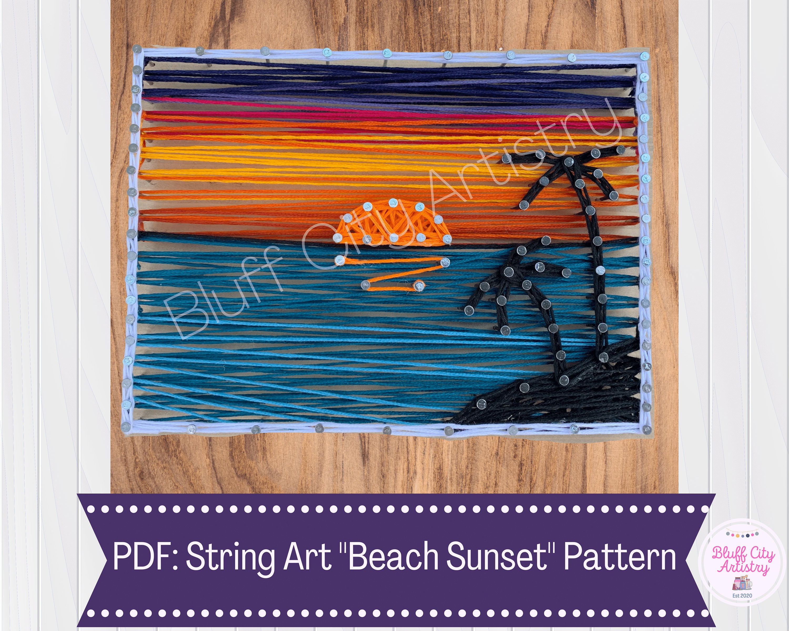 Beach Sunset String Art Template & Directions | PDF | DIY Project ...