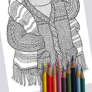 KNIT SWEATER Coloring Page / Printable Coloring Page / Drawing of ...