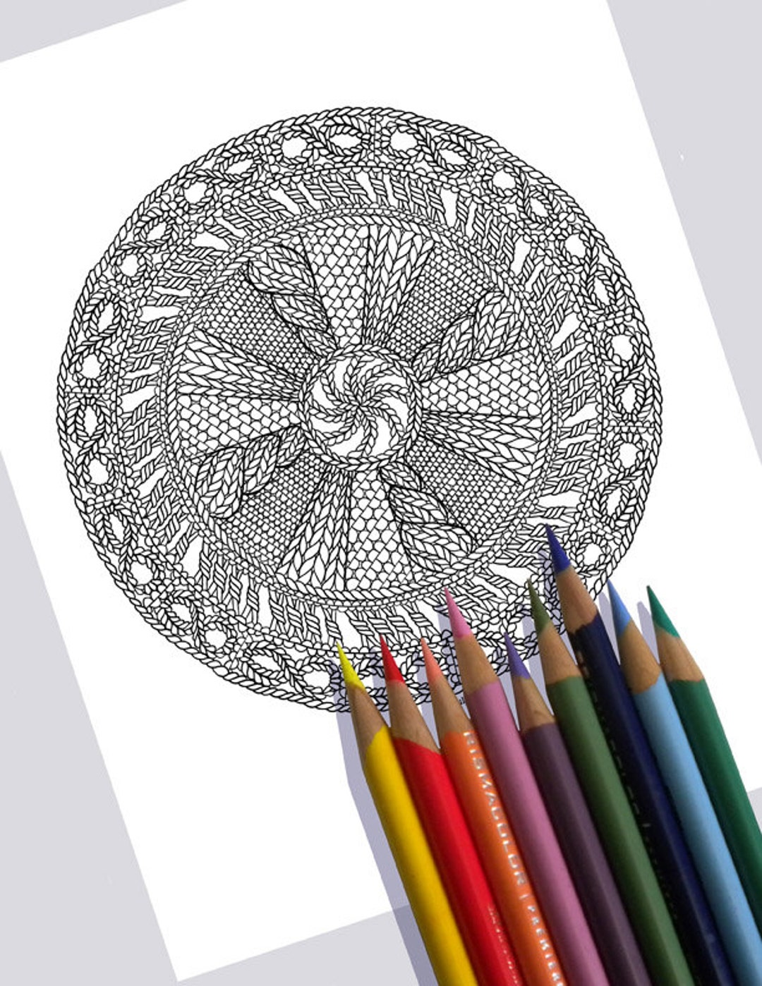 KNIT MANDALA Coloring Page / Printable Coloring Page / Drawing of ...