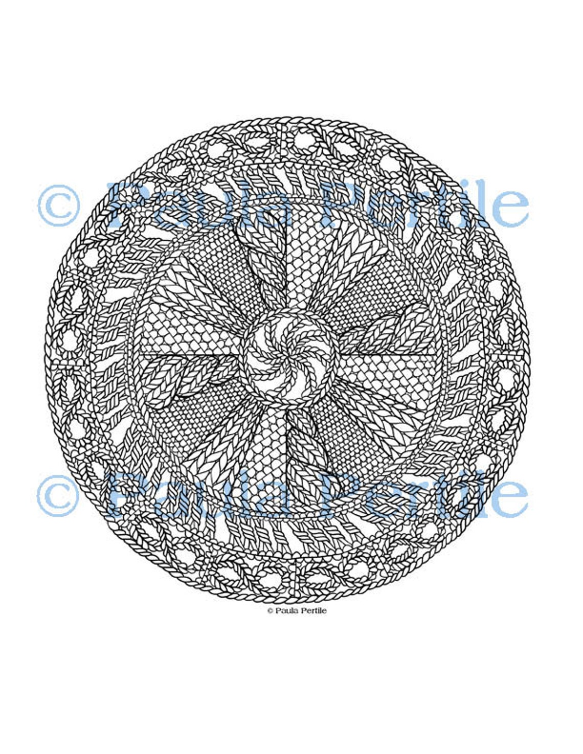 KNIT MANDALA Coloring Page / Printable Coloring Page / Drawing of ...