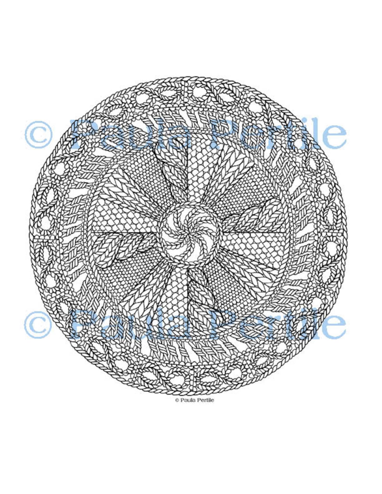 KNIT MANDALA Coloring Page / Printable Coloring Page / Drawing of ...