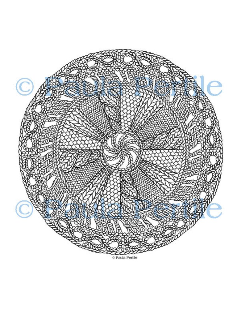 KNIT MANDALA Coloring Page / Printable Coloring Page / Drawing of ...