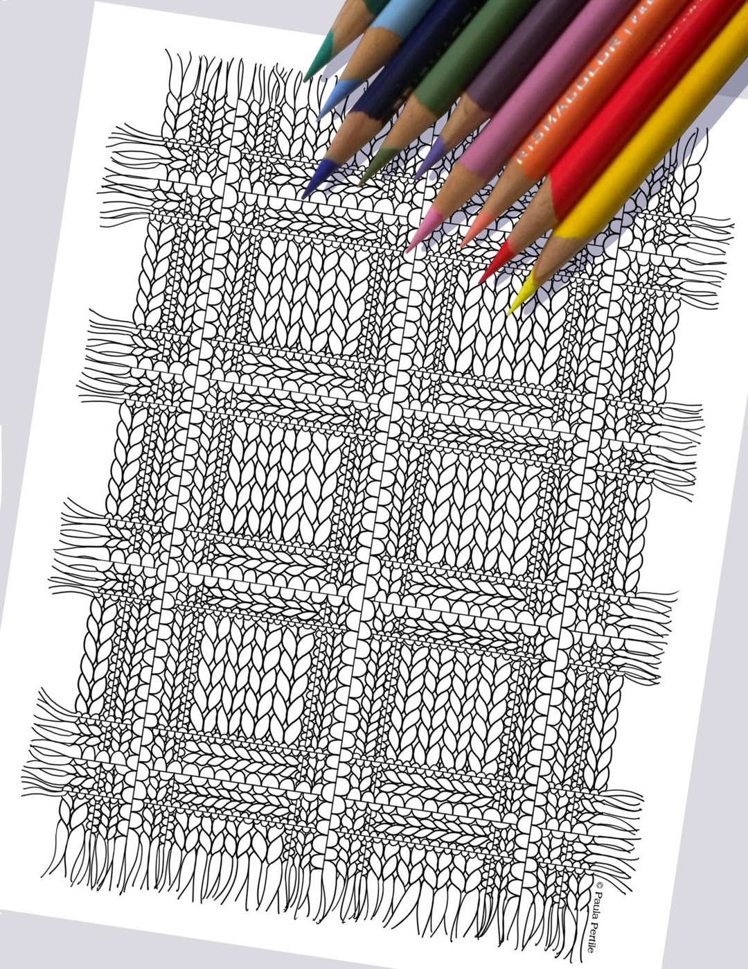 KNIT PLAID Coloring Page / Printable Coloring Page / Drawing of ...