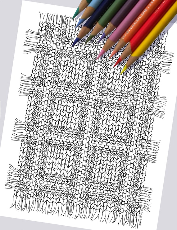 KNIT PLAID Coloring Page / Printable Coloring Page / Drawing | Etsy Canada