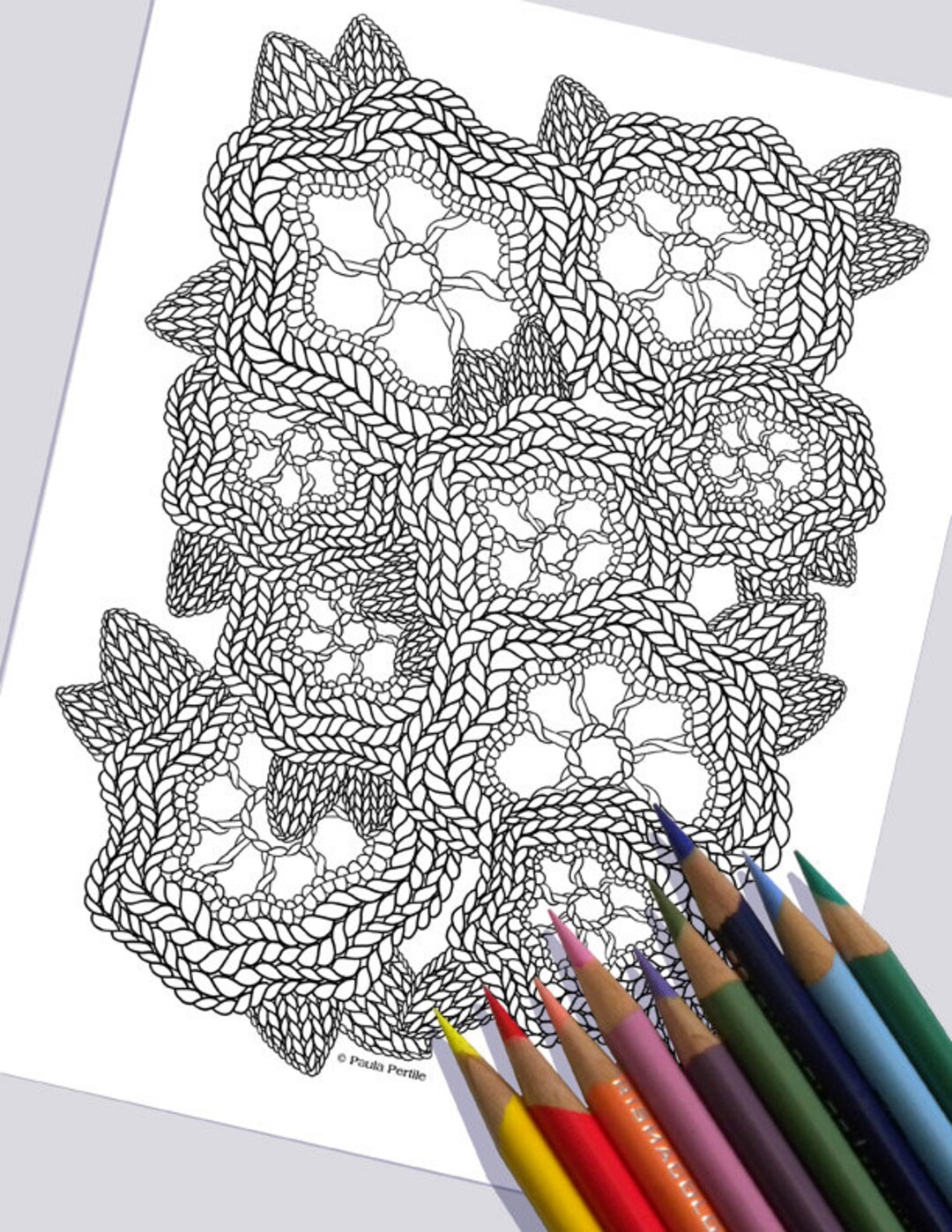 KNIT FLORAL Coloring Page / Printable Coloring Page / Drawing of ...
