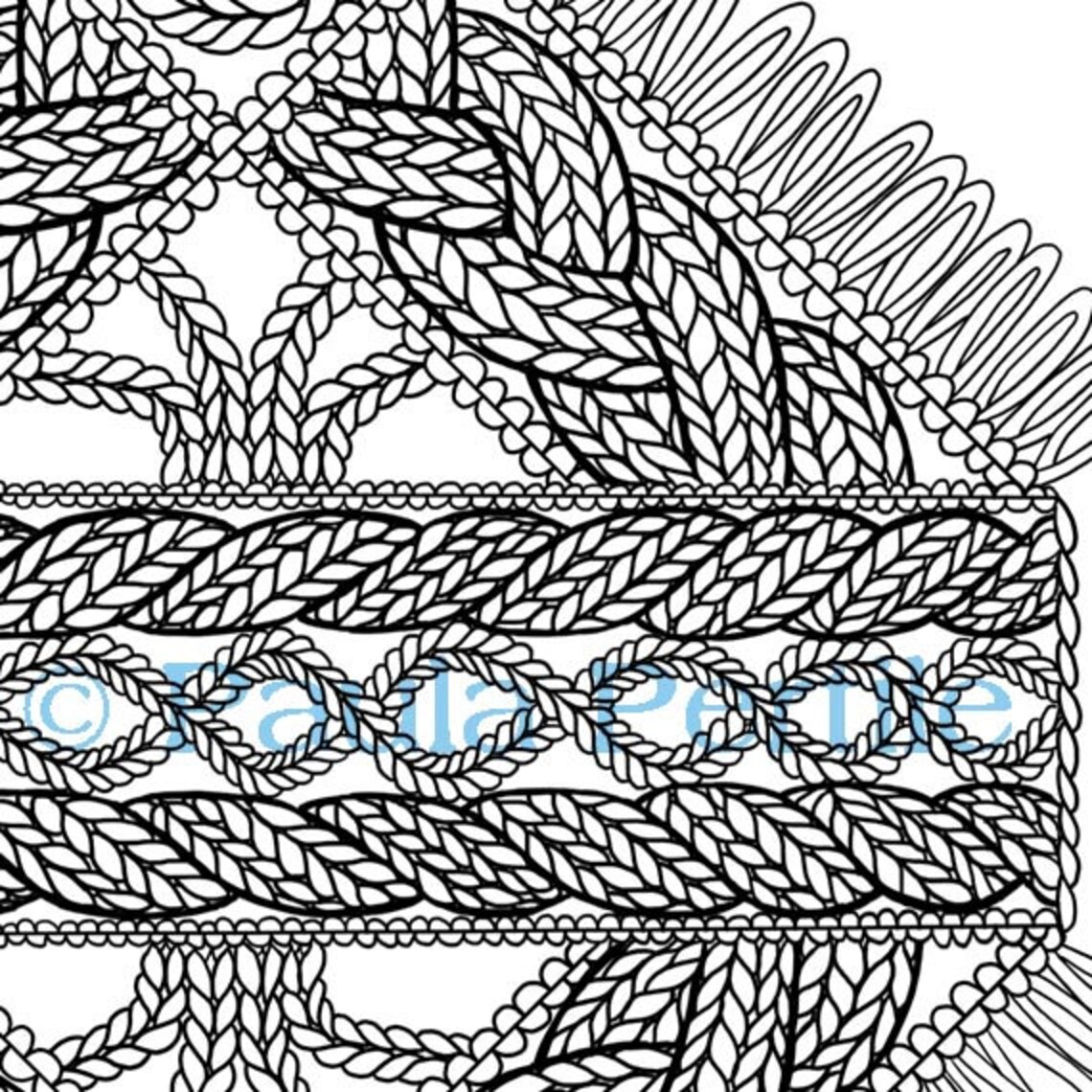 Cable Fringe Knitting Coloring Page (printable PDF) - Etsy