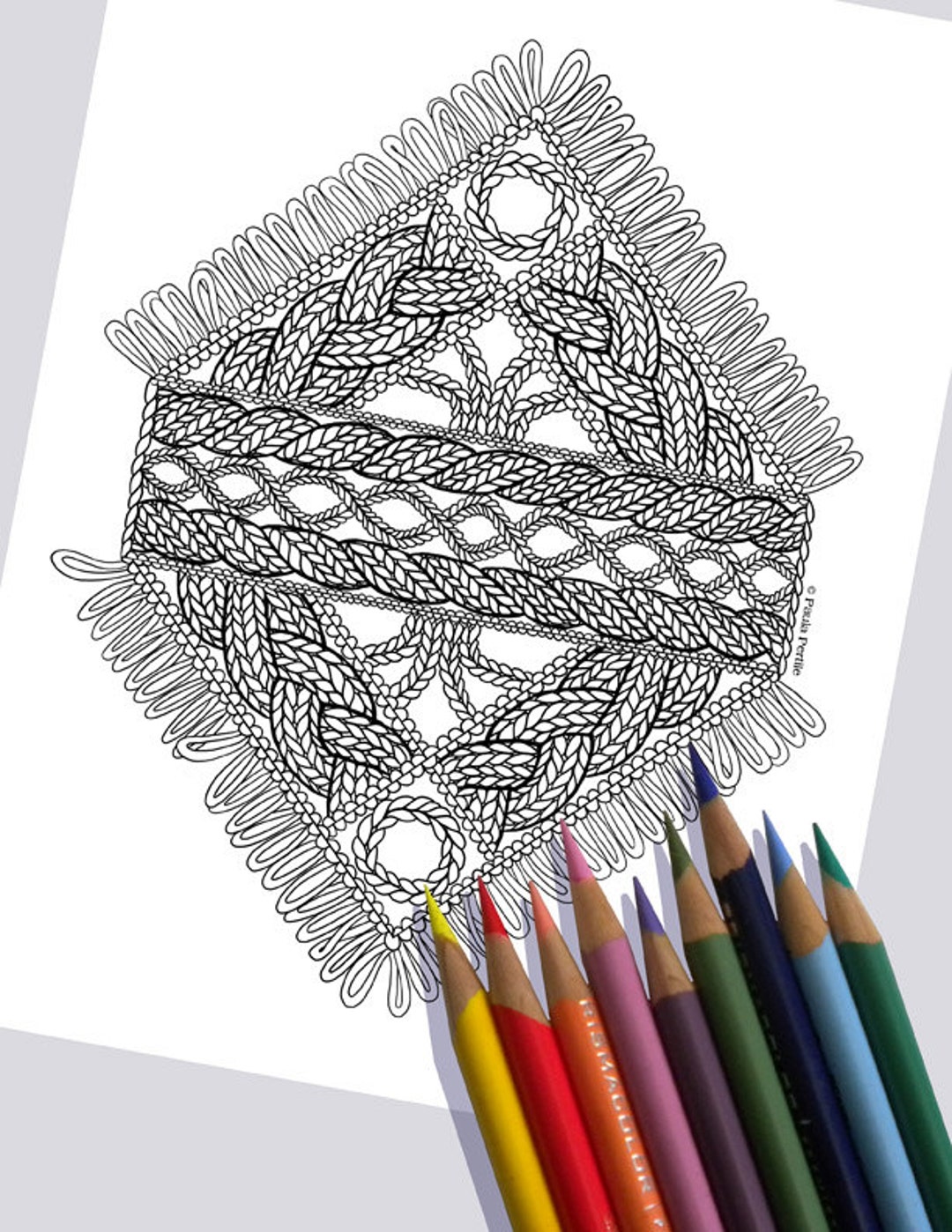CABLE FRINGE Coloring Page / Printable Coloring Page / Drawing of ...