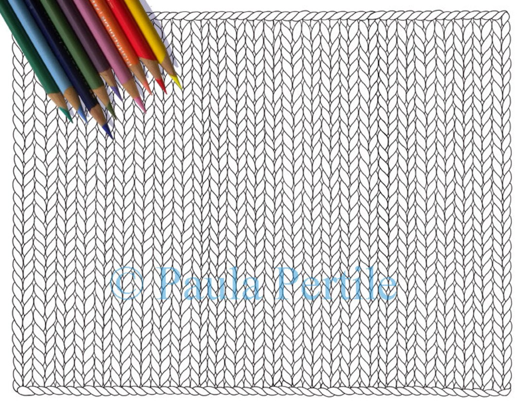 BLANK KNIT HORIZONTAL Coloring Page / Printable Knitting Coloring Page ...