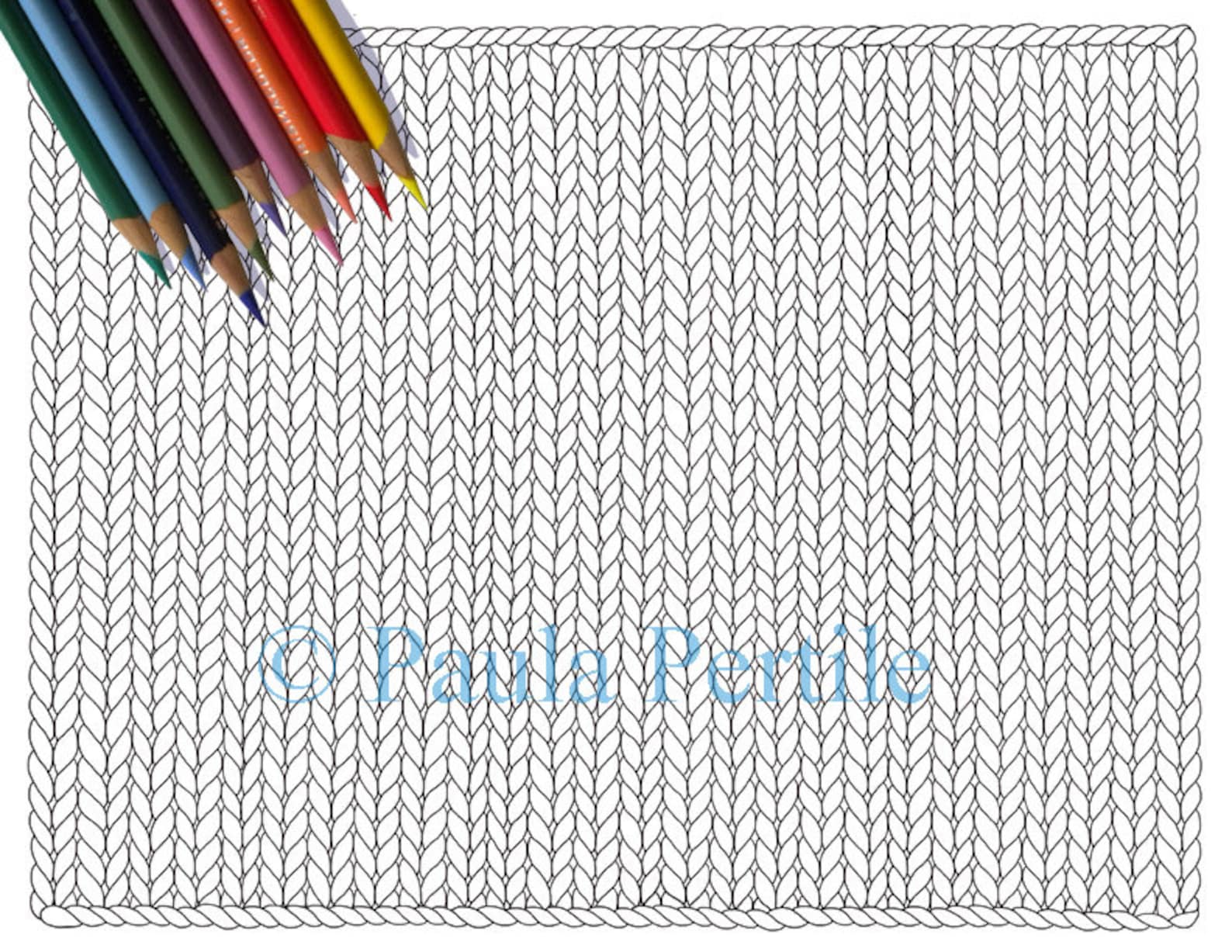 BLANK KNIT HORIZONTAL Coloring Page / Printable Knitting Coloring Page ...