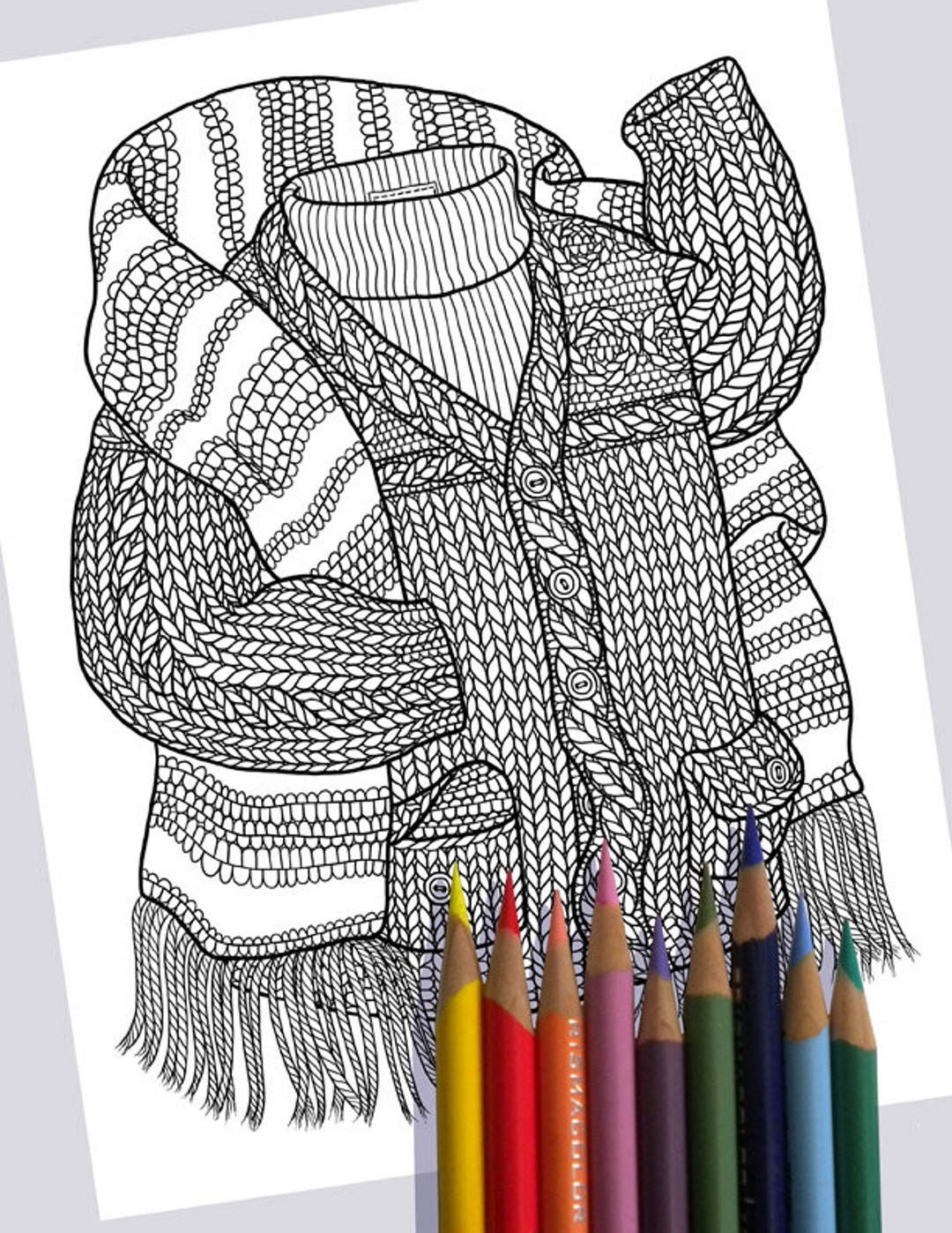KNIT SWEATER Coloring Page / Printable Coloring Page / Drawing of ...