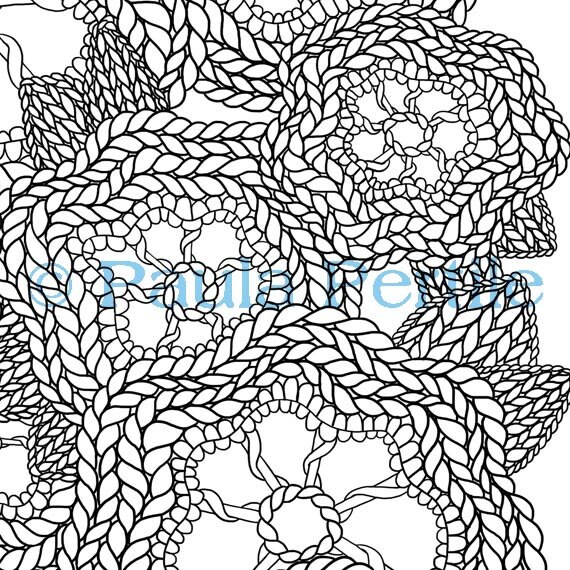 KNIT FLORAL Coloring Page / Printable Coloring Page / Drawing of ...