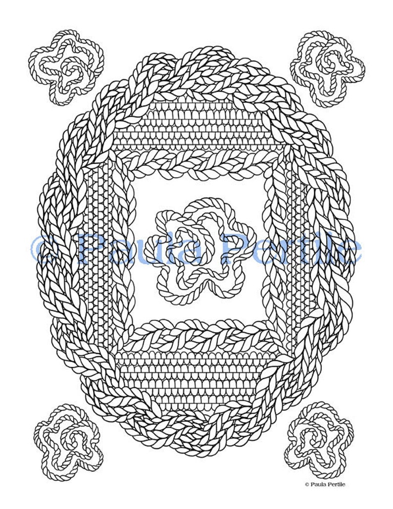 KNIT OVAL FRAME Coloring Page / Printable Coloring Page / Drawing of ...