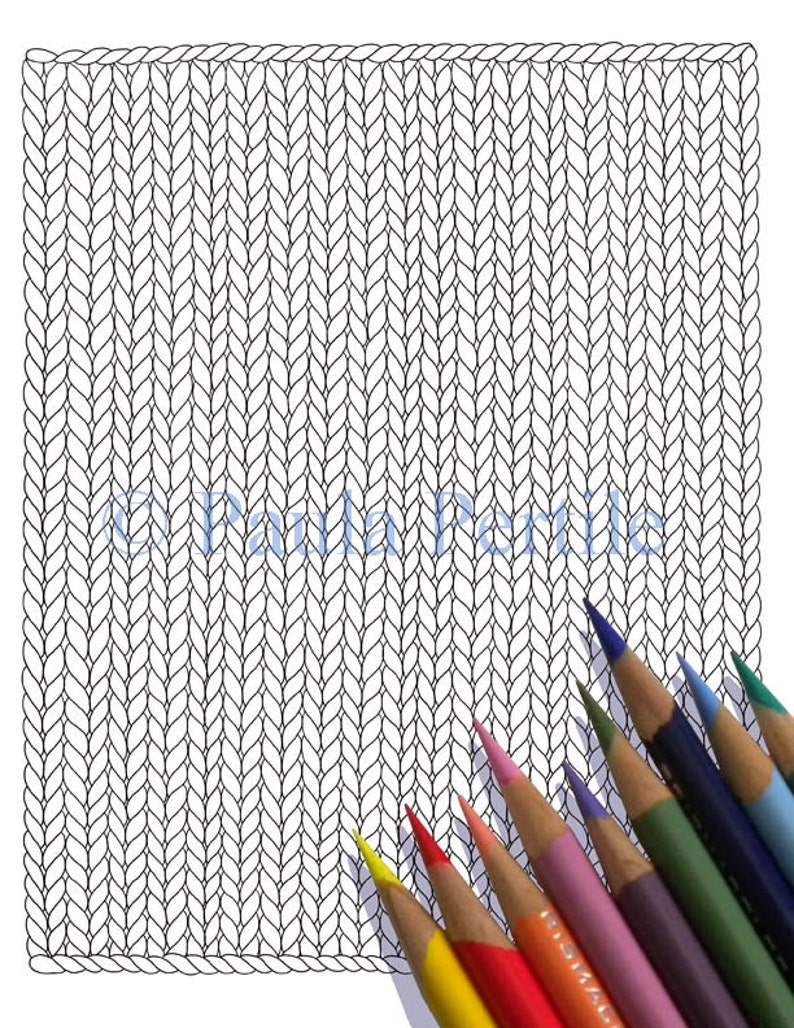 BLANK KNIT VERTICAL Coloring Page / Printable Knitting Coloring Page ...