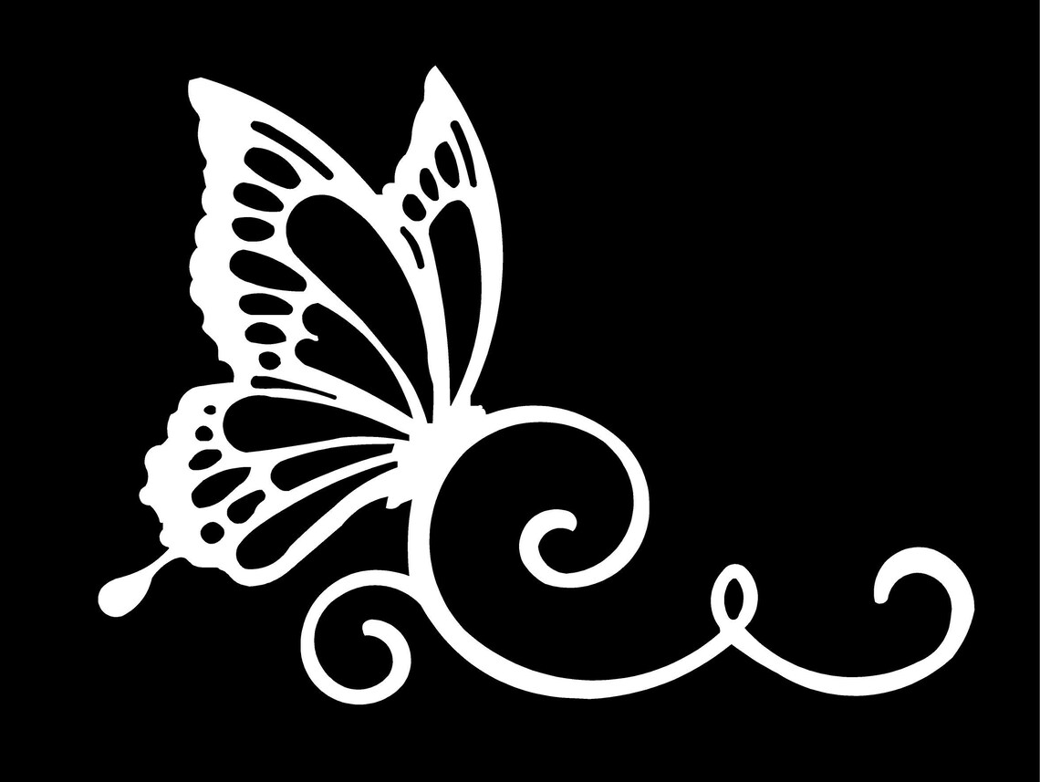 Butterfly Scroll Vinyl Decal Fun Truck Country Bumper Sticker Car Truck ...