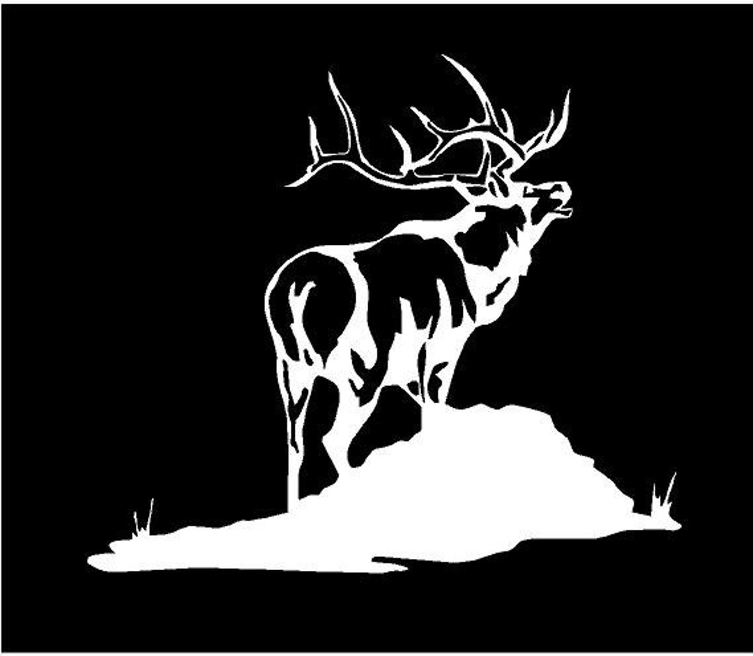 Vinyl Decal Elk on Mountain Hunt Hunting Fun Country Bumper Sticker Car ...