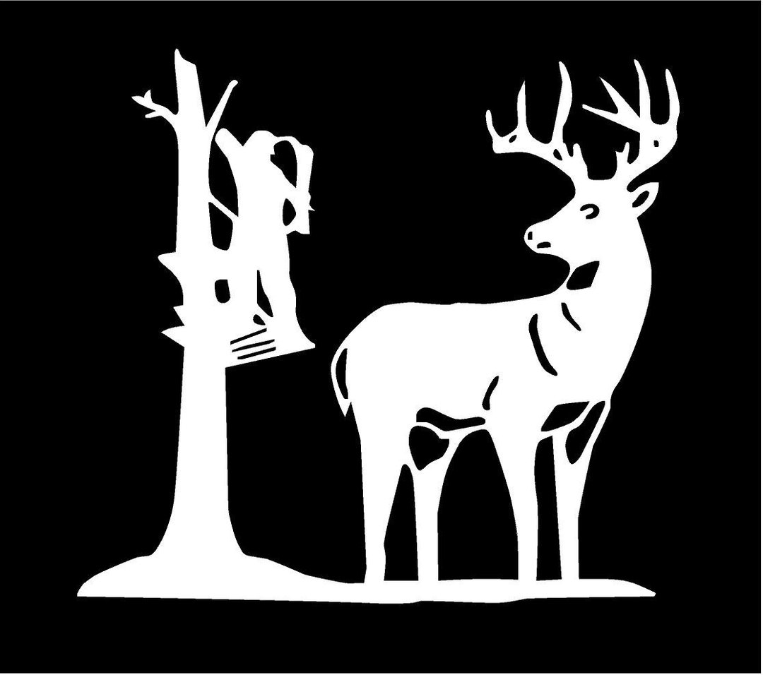 Deer and Hunter Treestand Tree Stand Vinyl Decal Fun Truck Country ...