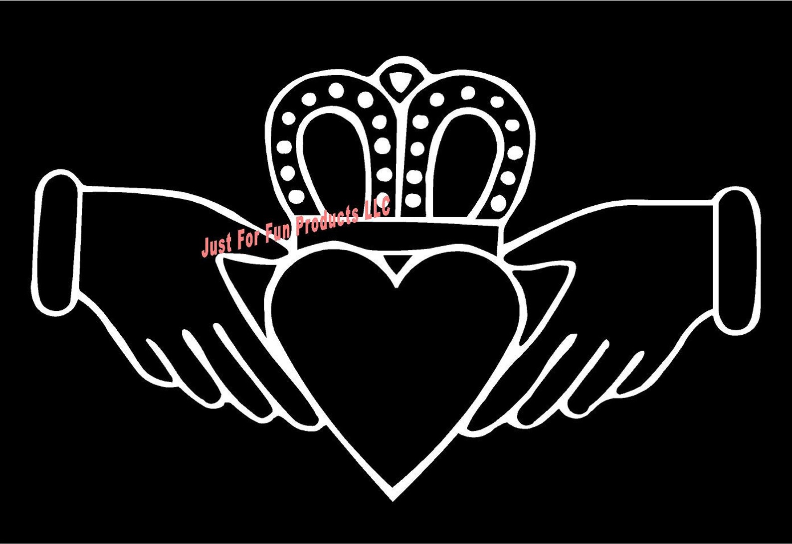 Vinyl Decal Irish Claddagh Heart Hand Crown Fun Funny Truck Van Bumper ...