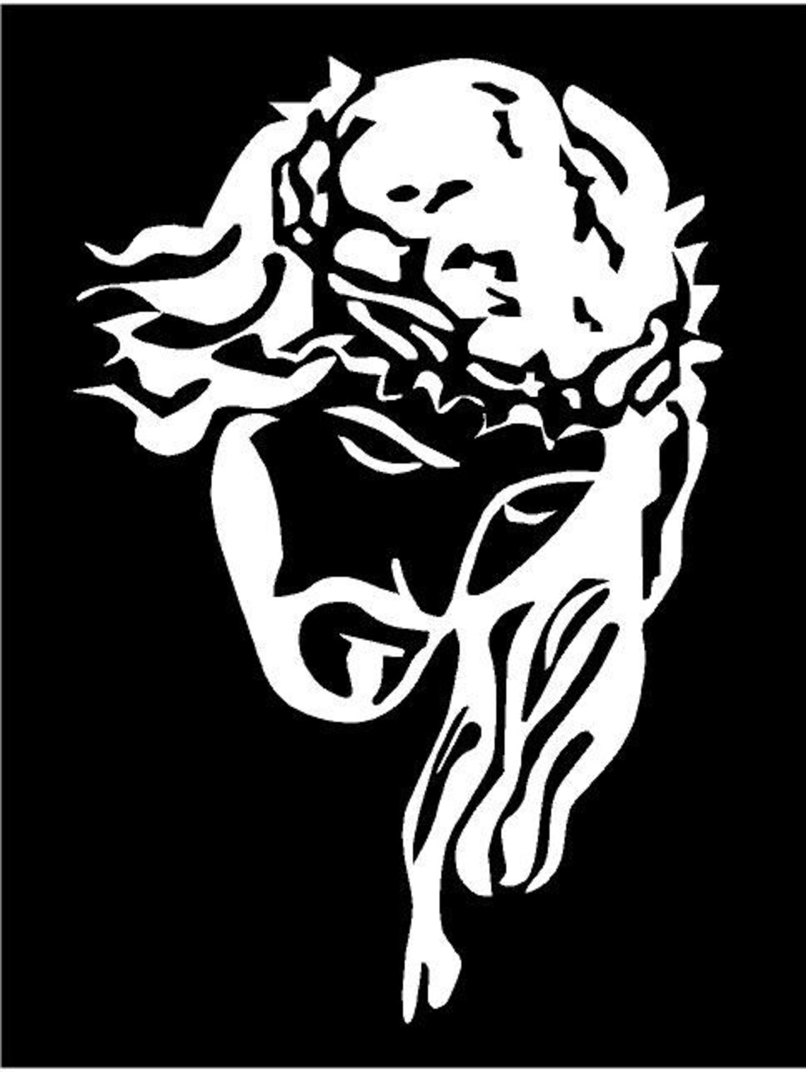Vinyl Decal Jesus Head Crown Thorns Christian Religious Fun Country ...