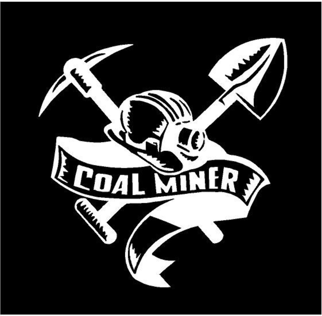 Vinyl Decal Coal Miner Hat Axes Spade Fun Country Bumper Sticker Car ...