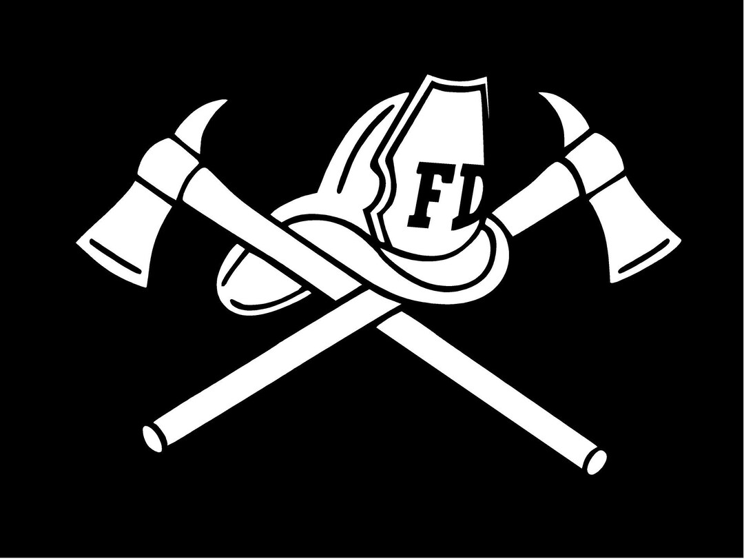 Fire Helmet Axes Vinyl Decal Fun Truck Country Bumper Sticker Car Truck ...