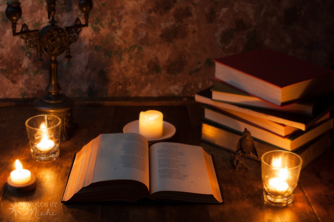 Books and Candlelight - Photographic Print on Archival Paper. Home ...