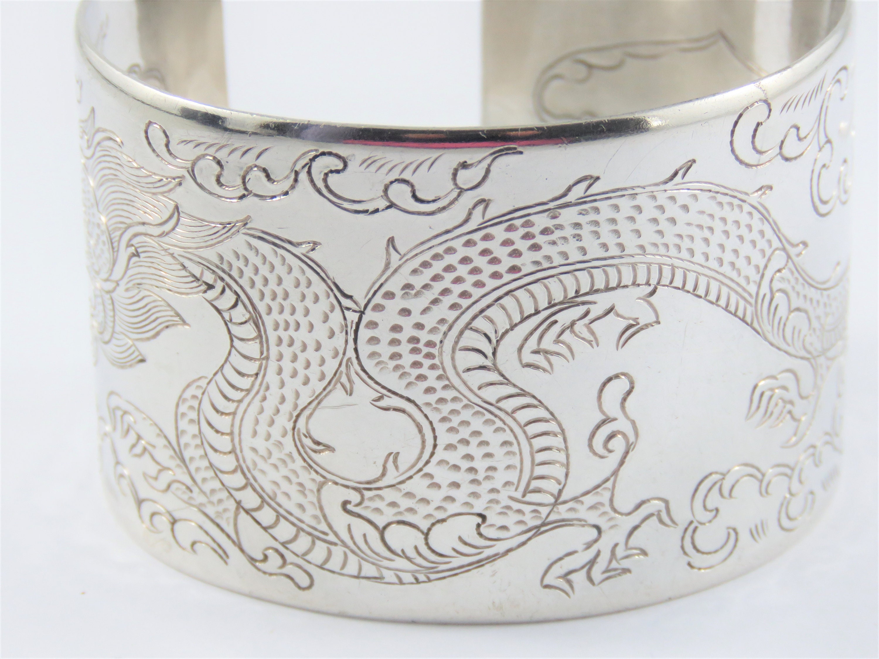Sterling Silver Dragon Cuff Bracelet | Etsy