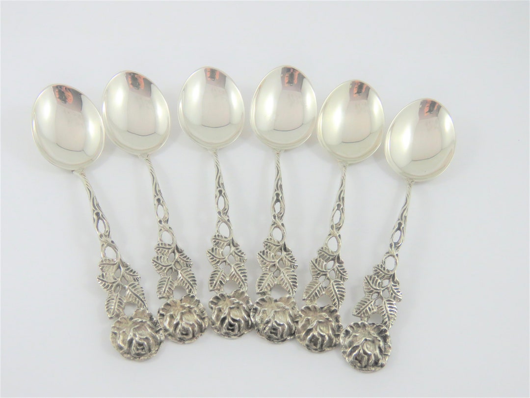 Set of Six Antiko 800 Silver Tea Spoons in Hildesheim Rose Pattern - Etsy
