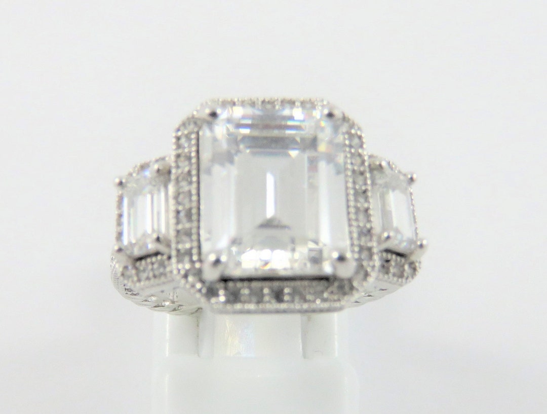 Sterling Silver Rectangular Shaped White Stone Ring-size 5 1/2 - Etsy